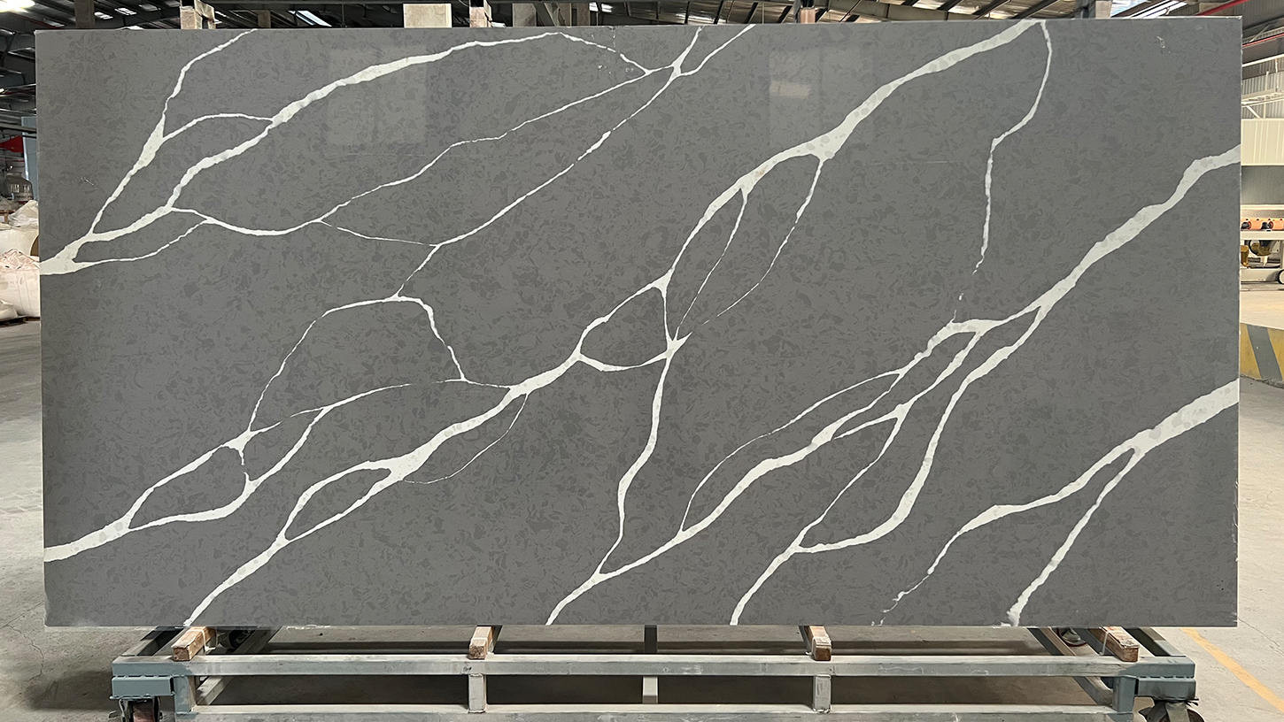NV880 White Veins Grey Quartz Stone Slab - novastonevn.com - novastonevn.com